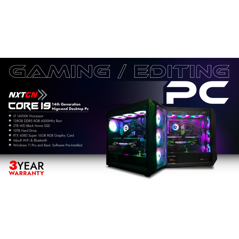 NXTGN Core i9 14th Generation Ultimate Gaming and Video Editing Powerhouse Desktop PC